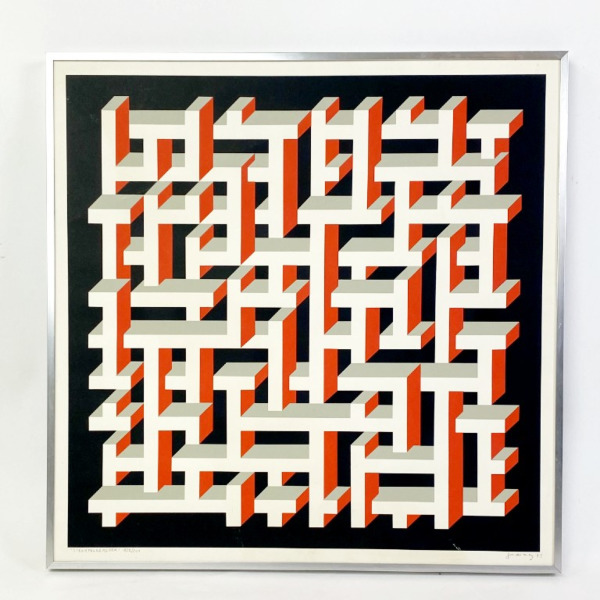 Jos de Mey, lithograph, "Struktuurraster", 152/200, '73 - Sophistic